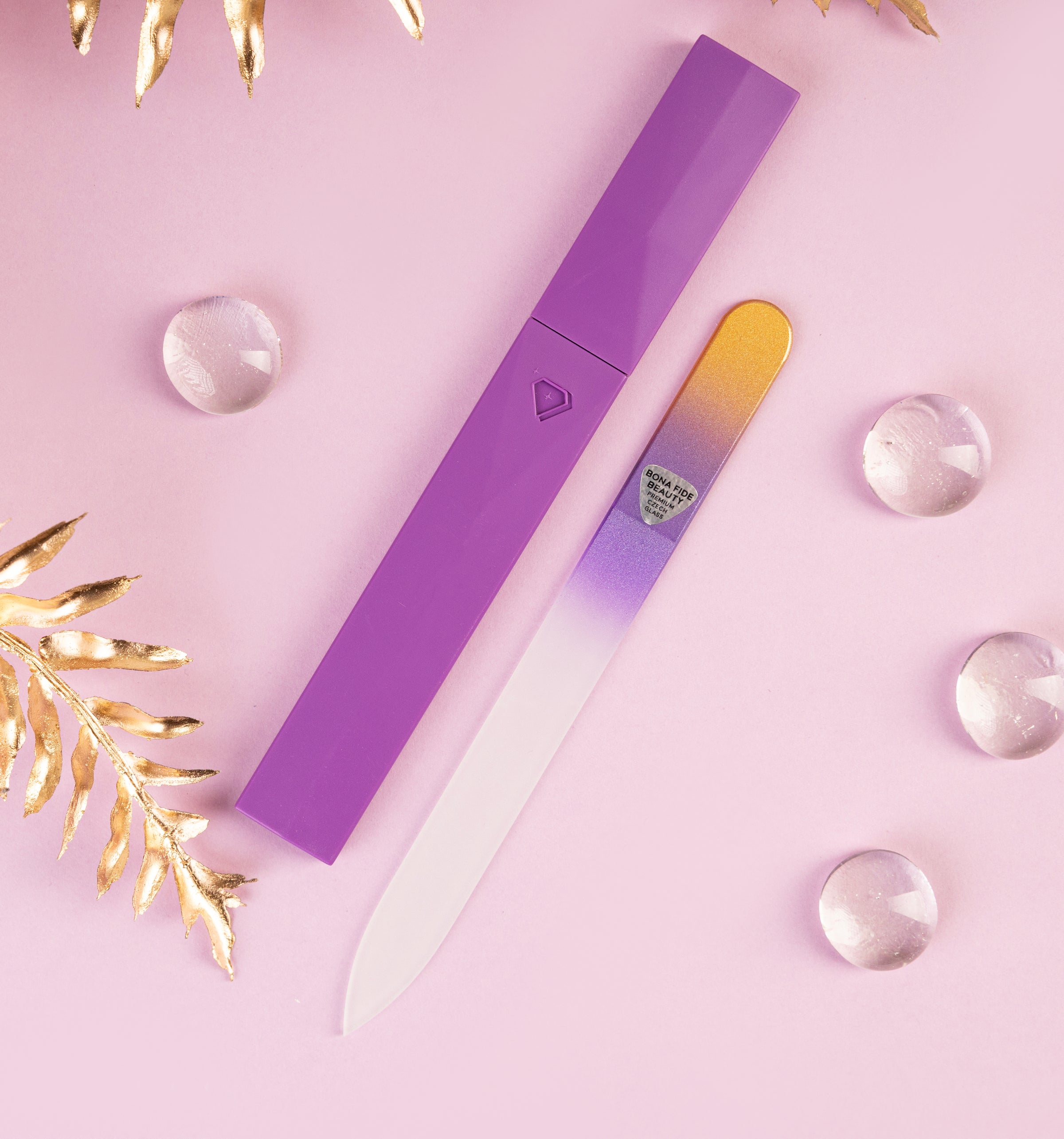 Single Czech Glass Nail File In Gold/Violet in Hard Case – Bona Fide Beauty