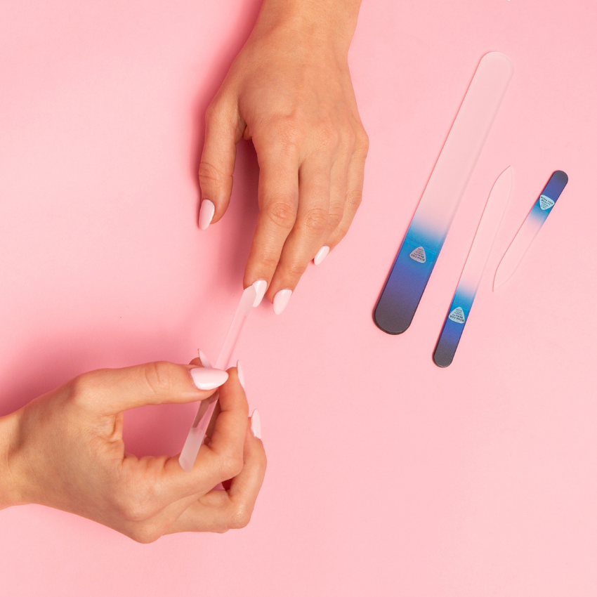 4-Piece Glass Mani-Pedi Set in Blue | Bona Fide Beauty