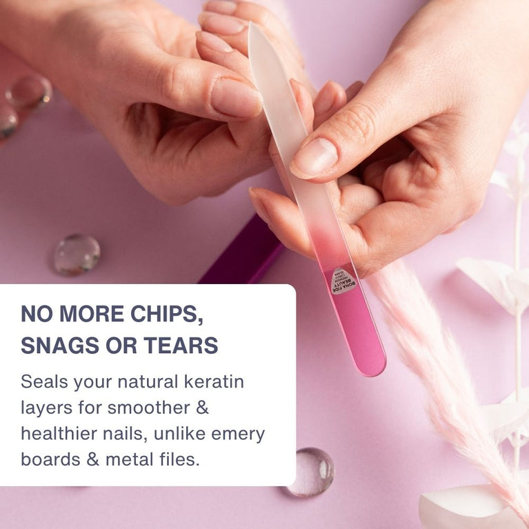Single Czech Glass Nail File in Pink in Hard Case – Bona Fide Beauty